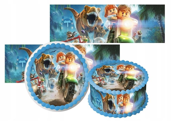 ZESTAW OPŁATEK NA TORT + BOKI LEGO JURASSIC WORLD (5905658601591 ...