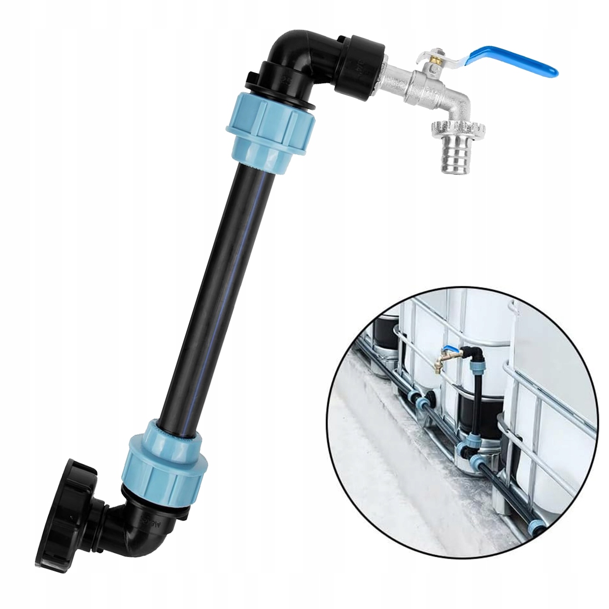 MAUZER TARTÁLY KÉSZLET HORDÓ CSAP GOLYÓSCSAP IBC TÖMLŐ 3/4 1000L S60X6 ...