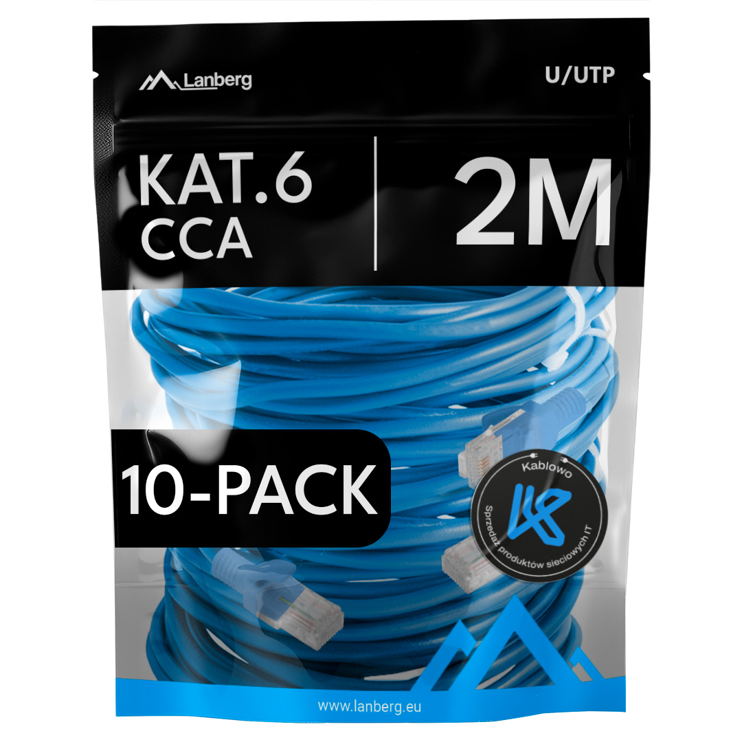 Kabel Utp Kat 6. 2m Niebieski - Niska cena na Allegro