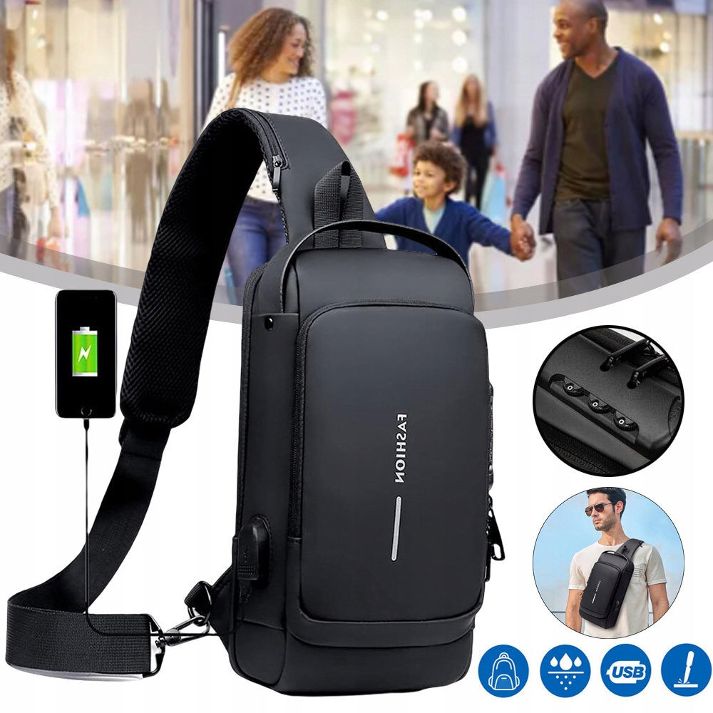 TAŠKA PŘES RAMENO PROTI KRÁDEŽI, BATOH CROSSBODY S USB NABÍJECÍM PORTEM ...