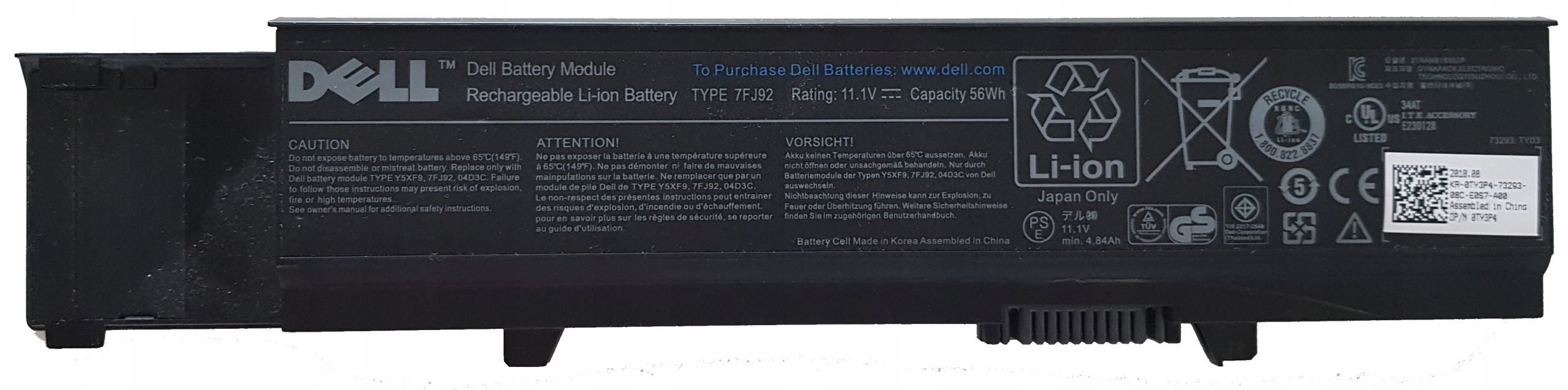 Bateria ORYGINAŁ DELL Vostro 3500 3400 3700 11.1V 56Wh 7FJ92 0TY3P4 w ...