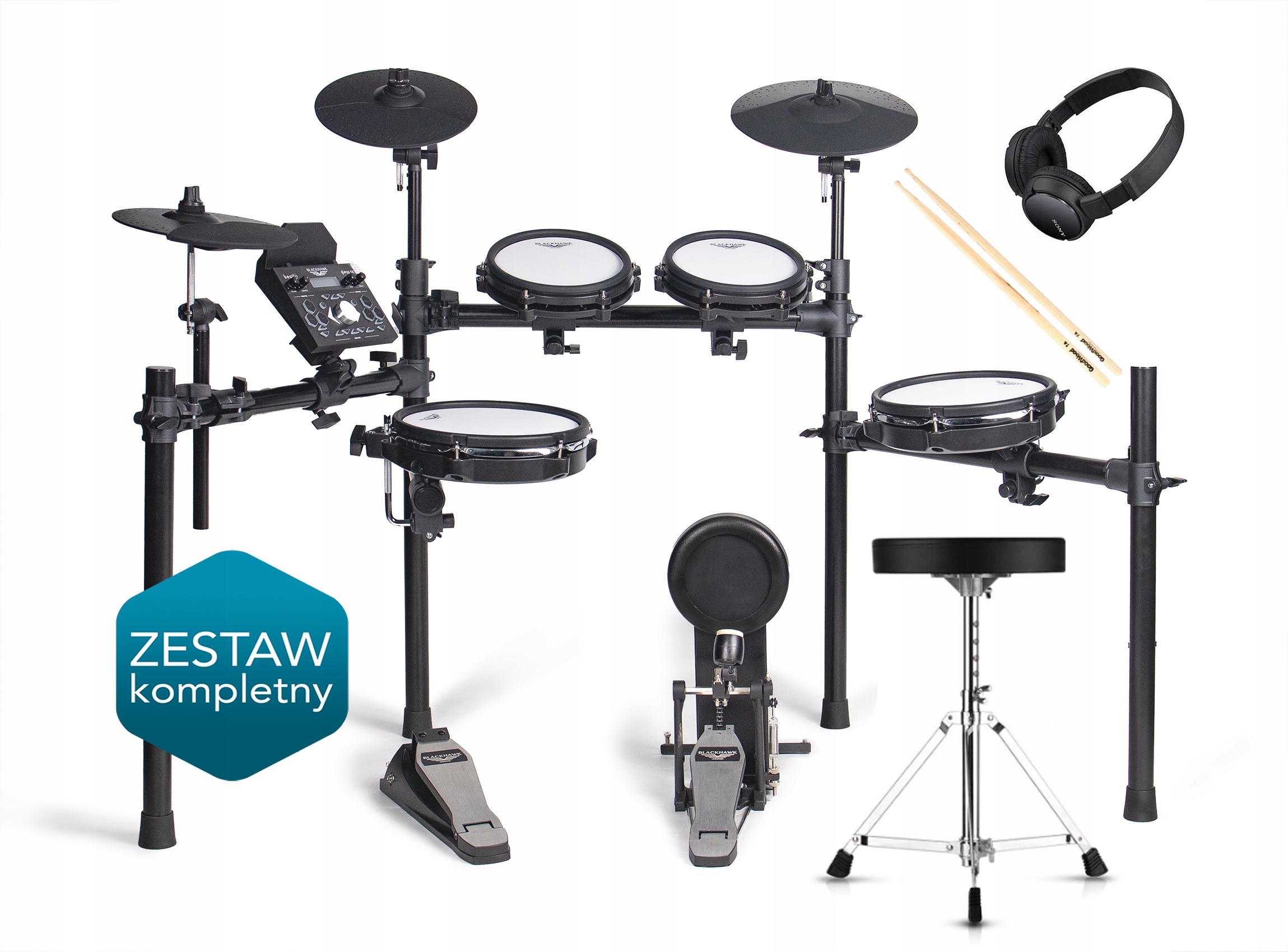 Perkusja elektroniczna BLACK HAWK PULSE + STOŁEK, SŁUCHAWKI, APP ...