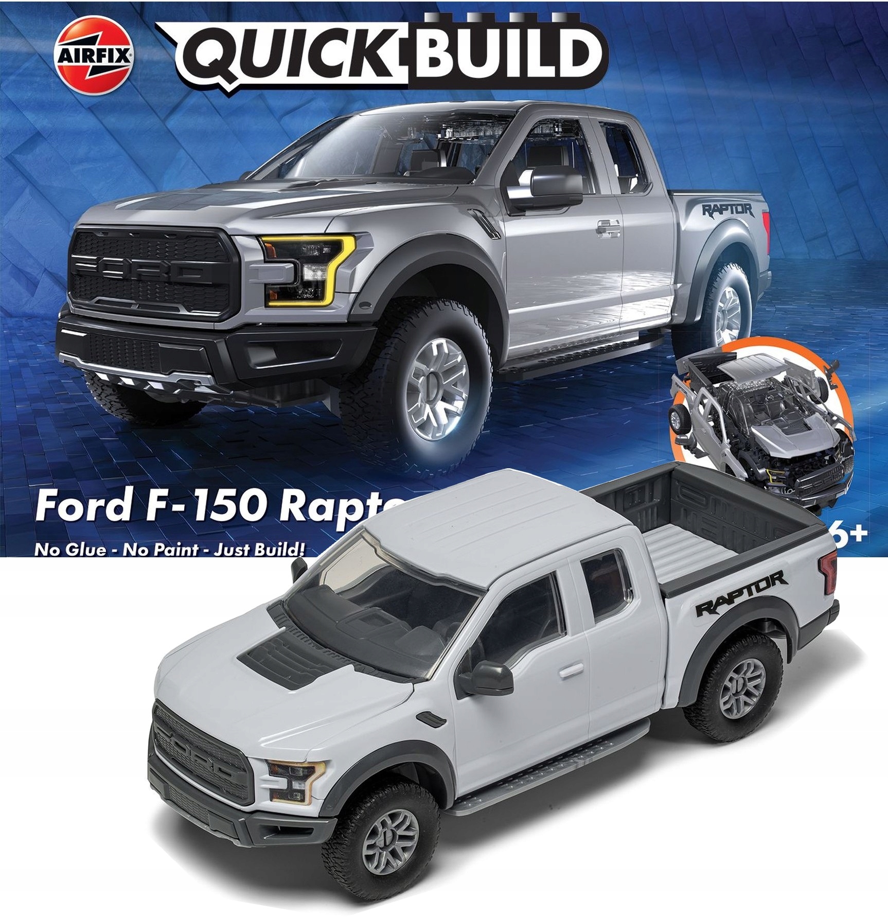 Klocki konstrukcyjne Airfix Quickbuild J6053 Ford F-150 Raptor Grey ...