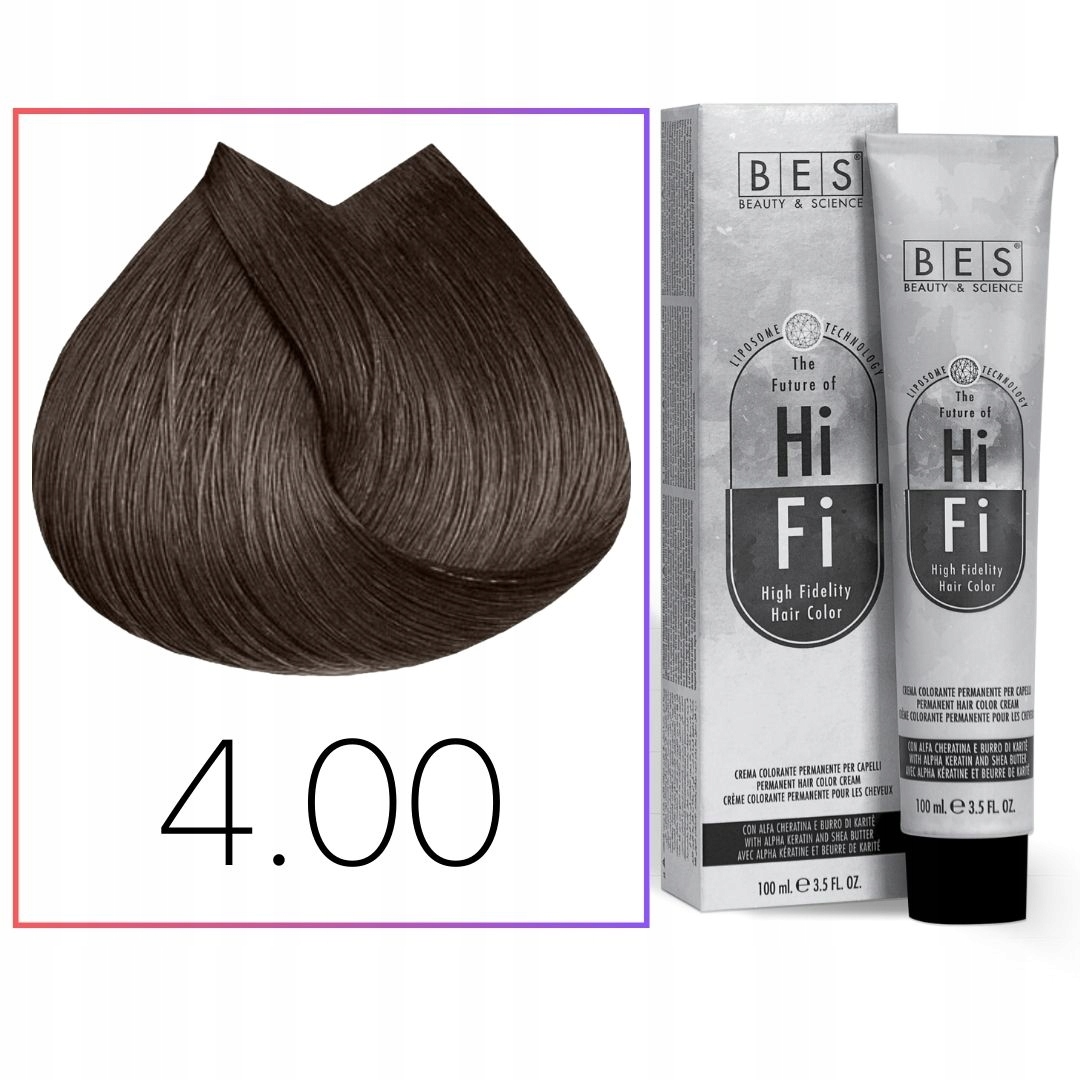 BES Hi-Fi Color krem koloryzujący do włosów 4.00 - intensywny brąz ...