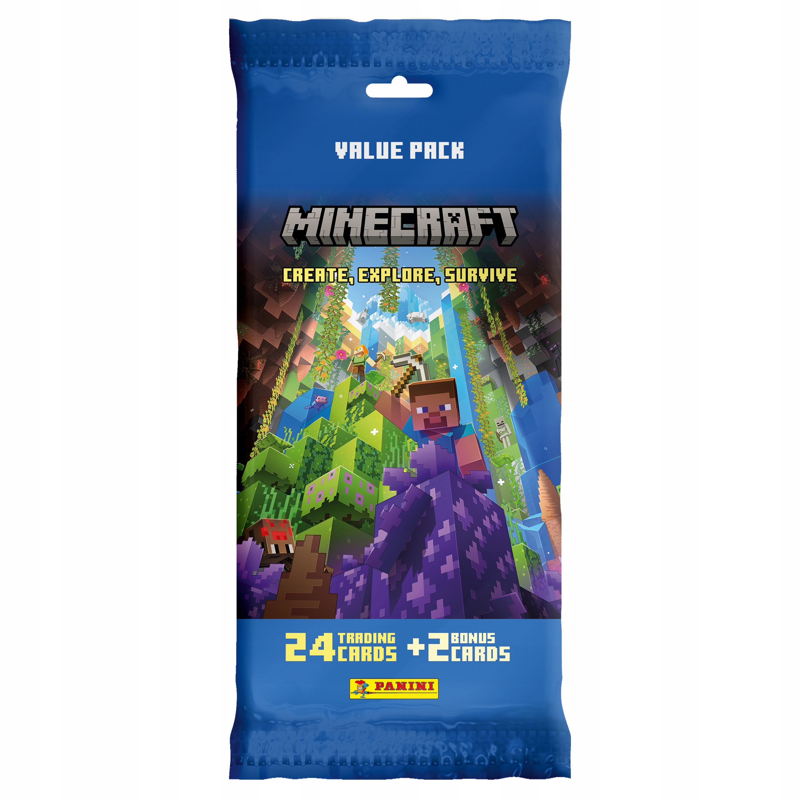 MINECRAFT SASZETKA VALUE PACK KARTY PANINI CREATE EXPLORE SURVIVE 24+2 ...