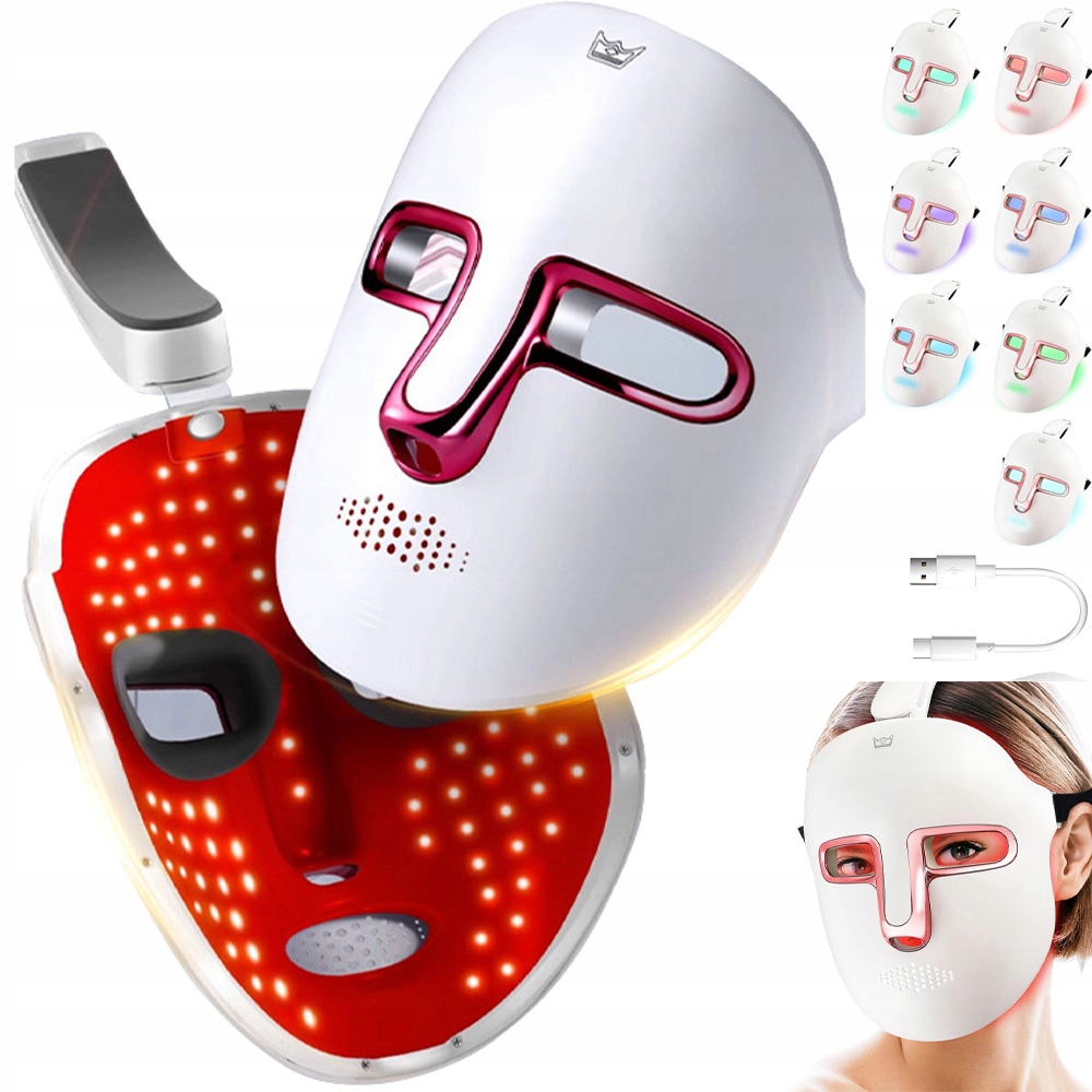 MASKA 270 LED Z 7 KOLORAMI ŚWIATŁA DO TWARZY UPIĘKSZAJĄCA ANTYSTARZENIE ...