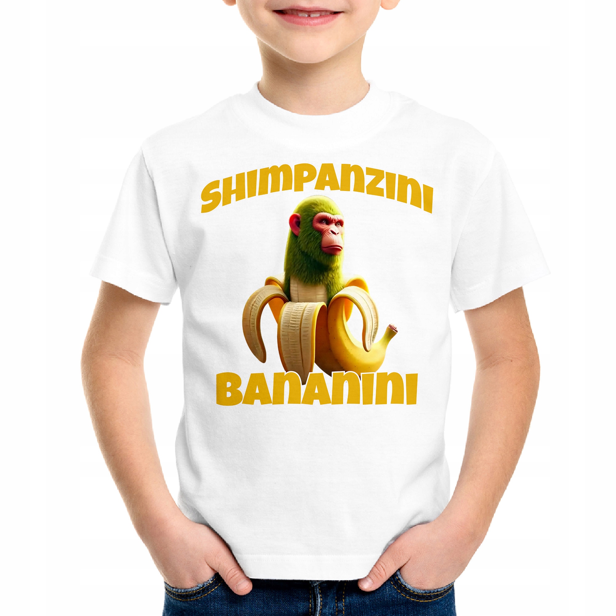 Shimpanzini Bananini bílé dětské tričko BRAIN ROT TIK TOK - 7-8 let ...