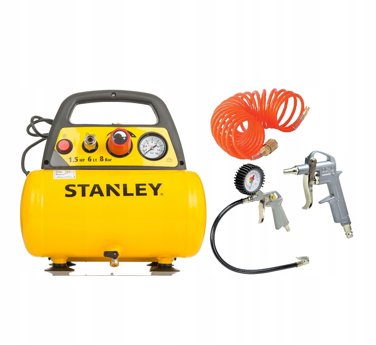 KOMPRESOR STANLEY 6L 8 BAR + ZESTAW 6-ELEMENTÓW 8016738752038 za 389 ...