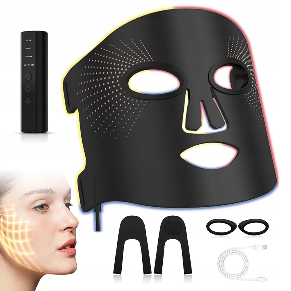 MASKA LED NA TWARZ UPIĘKSZAJĄCA FOTONOWA TERAPIA ŚWIATŁEM PROFESJONALNA ...