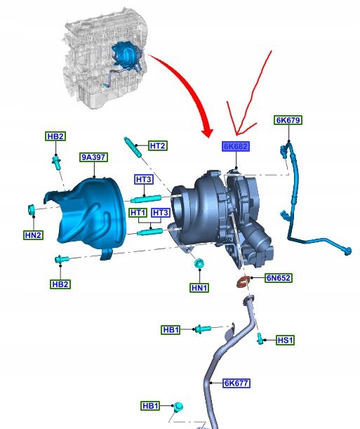 RMFB3J-6K682-DE RMFB3J-6K682-DE - Турбокомпресор MOTORCRAFT FORD Ranger ...