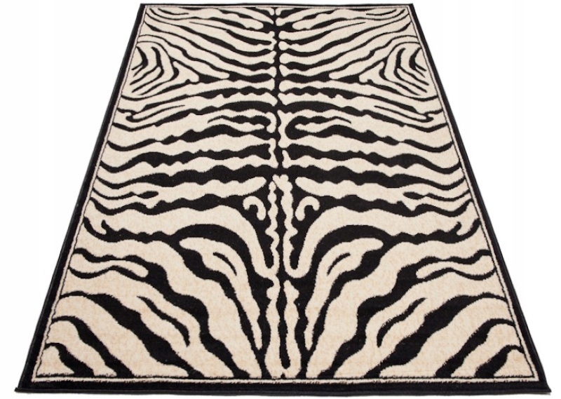 Dywan NOWOCZESNY turecki 160x220 atlas bcf w zebrę zebra czarny krem ...