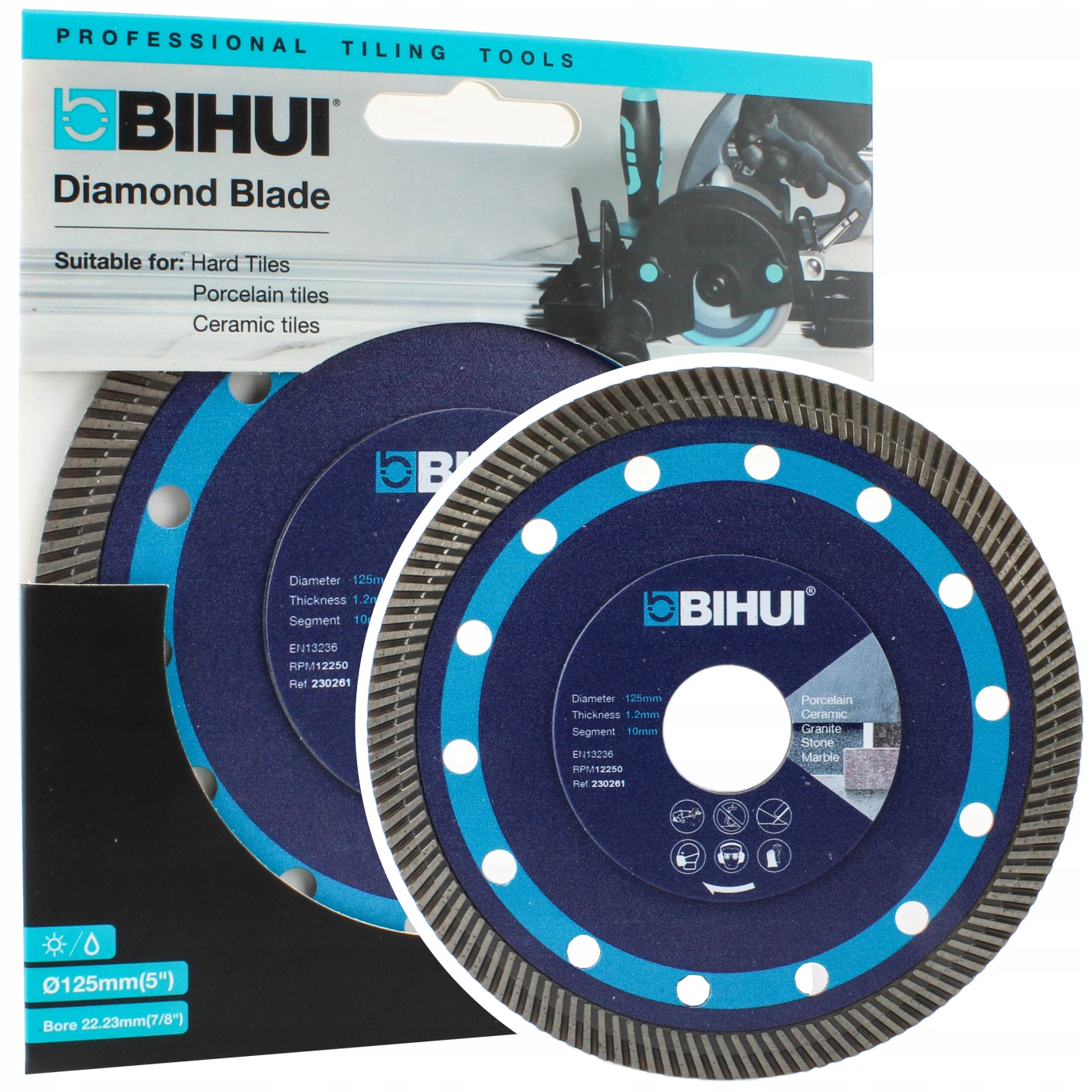 Tarcza diamentowa Bihui 125 mm tnąca do ceramiki i kamienia 22,2 mm ...