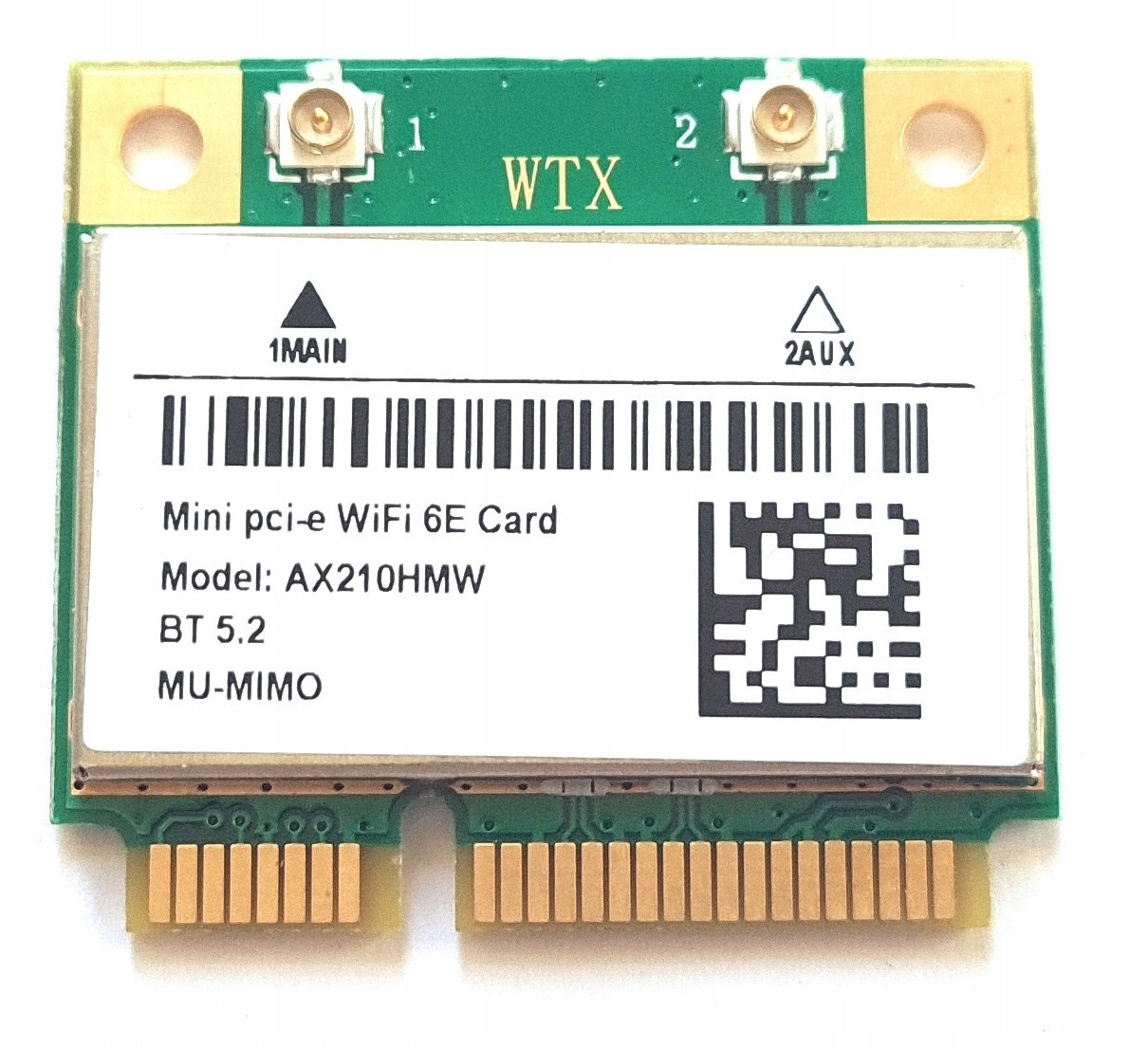 KARTA WiFi 6E INTEL AX210 HMW Mini PCI-E AX AC BT tri-band 2.4 / 5 / 6 ...