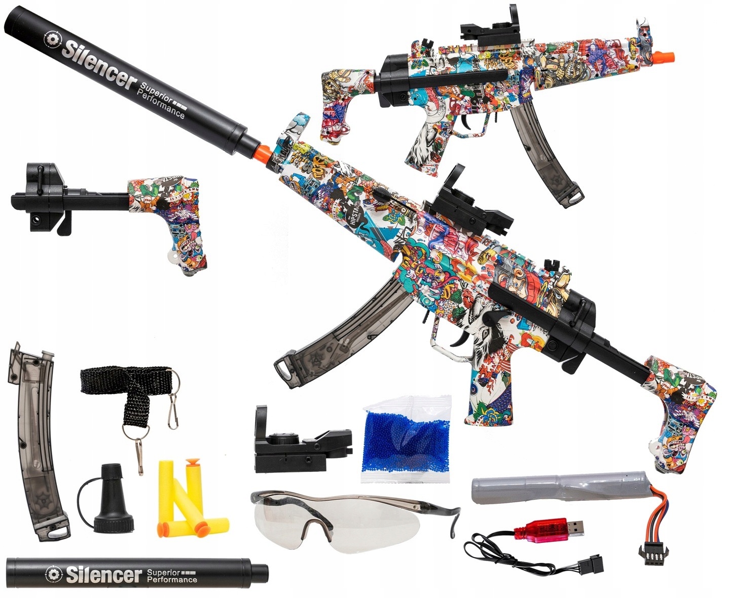 KARABIN MP5 PISTOLET AUTOMAT NA KULKI ŻELOWE REGULOWANA KOLBA DUŻY ...