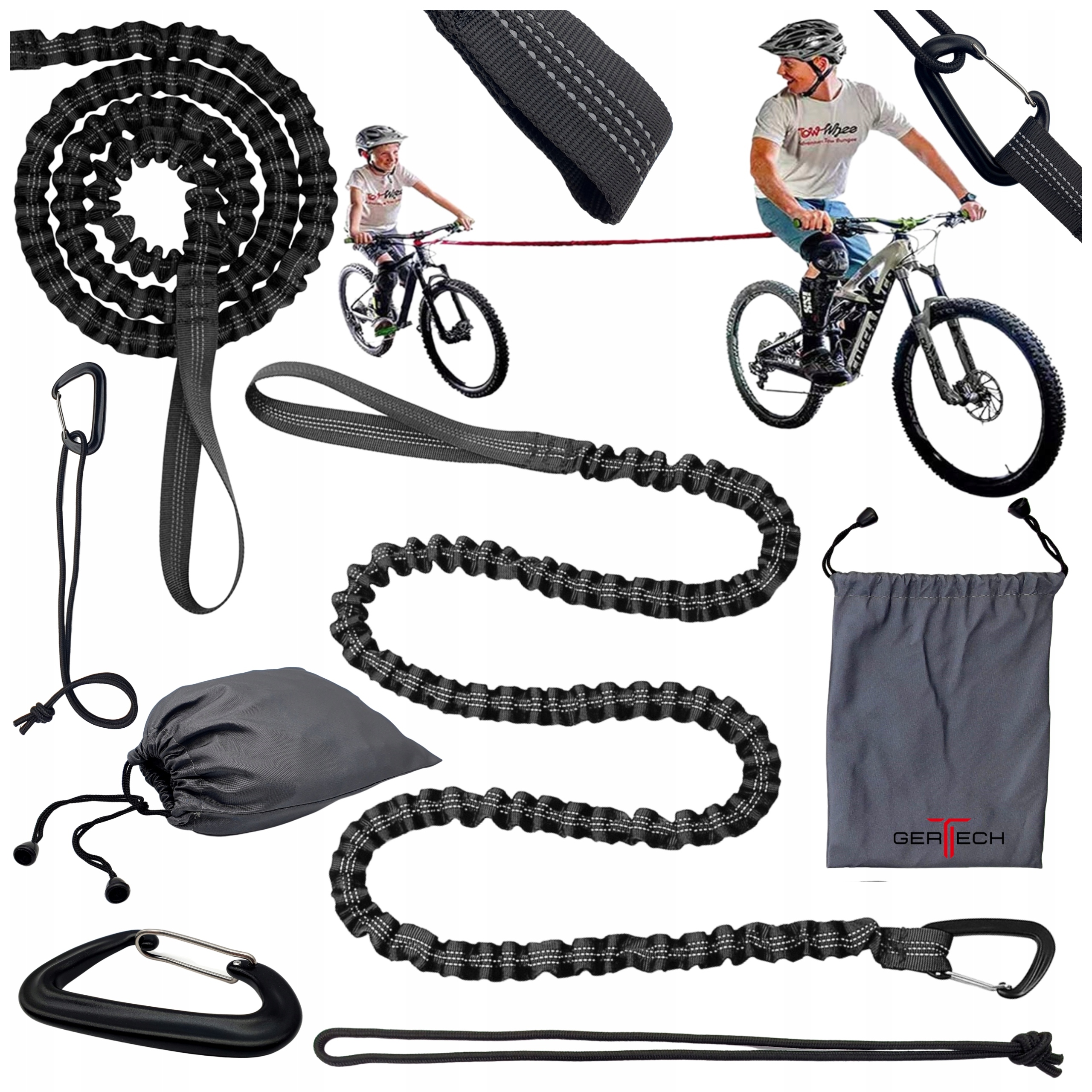 LINA do HOLOWANIA ROWERU Czarna 3m lina na rower hol zestaw ułatwia ...