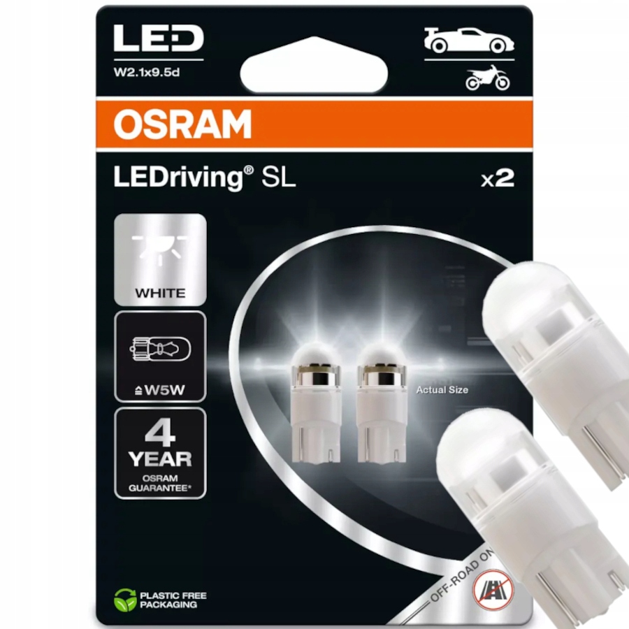 Diody Żarówki LED W5W OSRAM LEDriving SL 6000K 12V 1W T10 5W5 Zestaw 2 ...