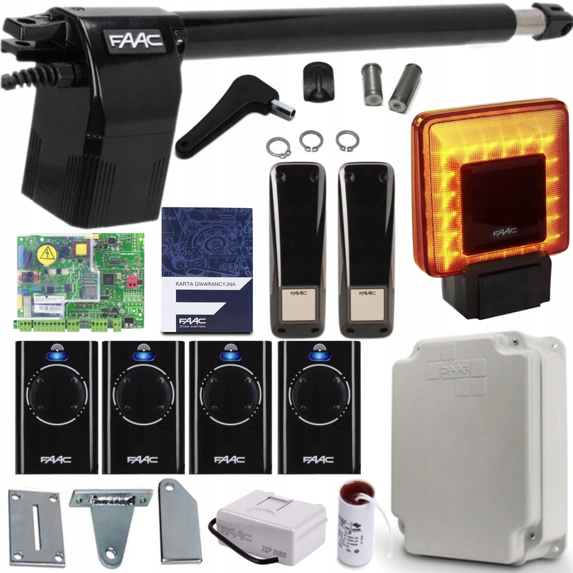 Napęd bramy jednoskrzydłowej FAAC 414 LONG LEWY 4xPILOT LAMPA LED ...