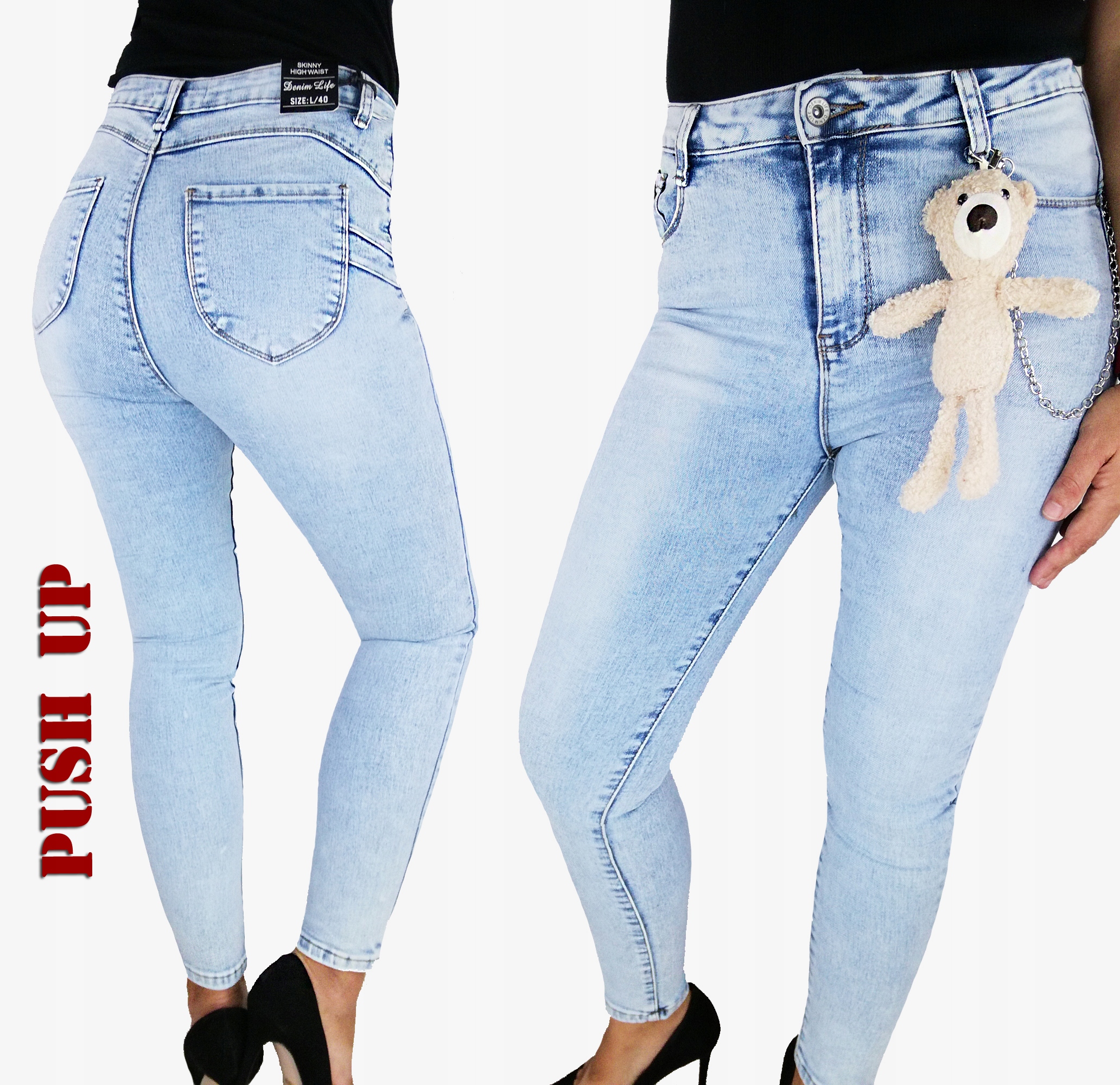JEANSY PUSH UP ŁAŃCUCH Z MISIEM TEDDY XL 42 • Cena, Opinie • Jeansy ...