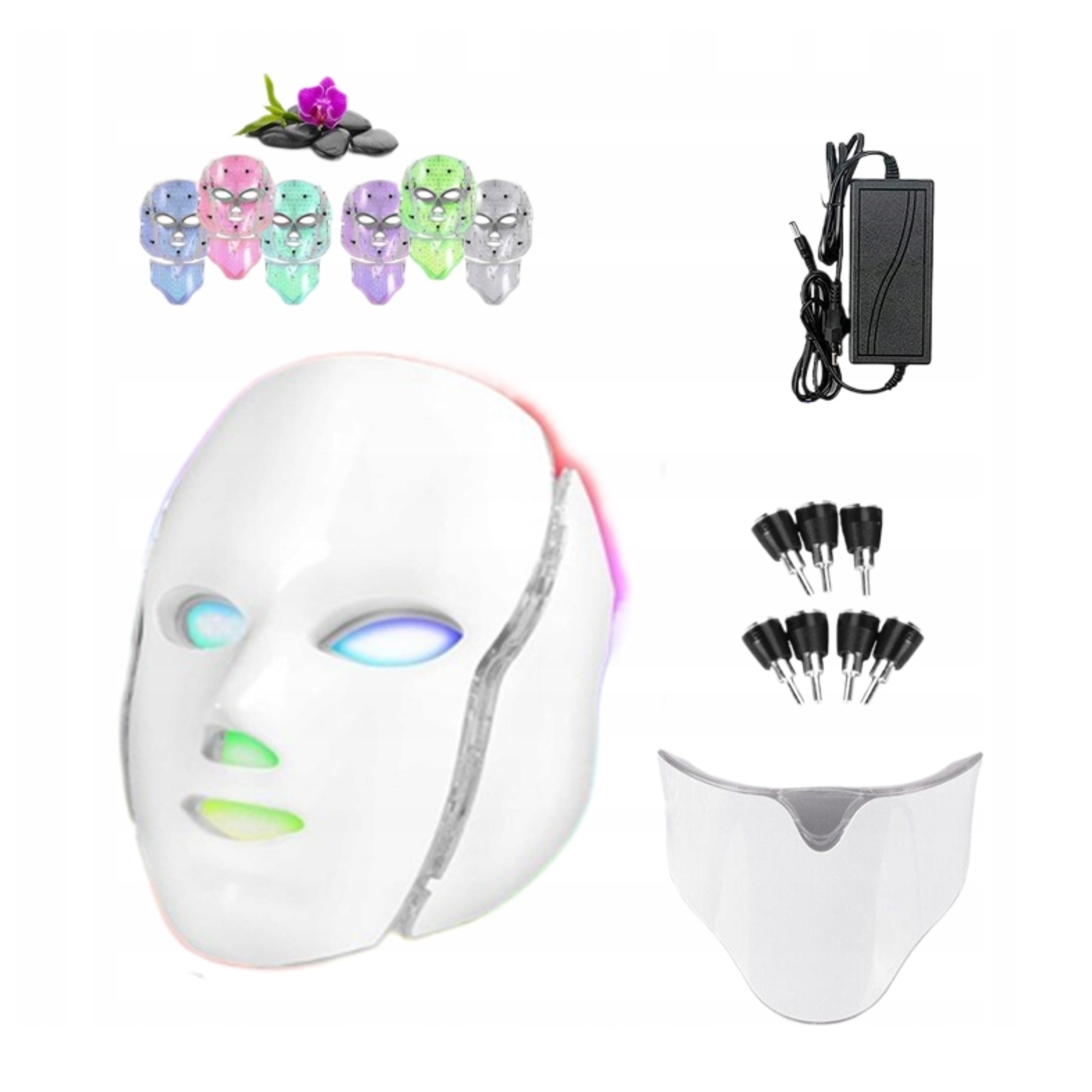 Profesjonalna Maska LED Fotonowa na twarz i szyję 7 kolorów ...