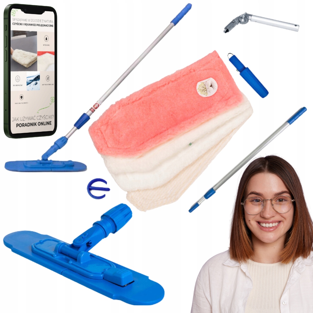 Kij do mopa płaski Raypath Kij do mopa z przegubem obrotowym i poduszkami (5905701464548) • Cena ...