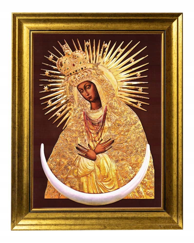 MATKA BOSKA OSTROBRAMSKA | OBRAZ SAKRALNY W ZŁOTEJ ZDOBIONEJ RAMIE 30X40 (5903949482188) • Cena ...