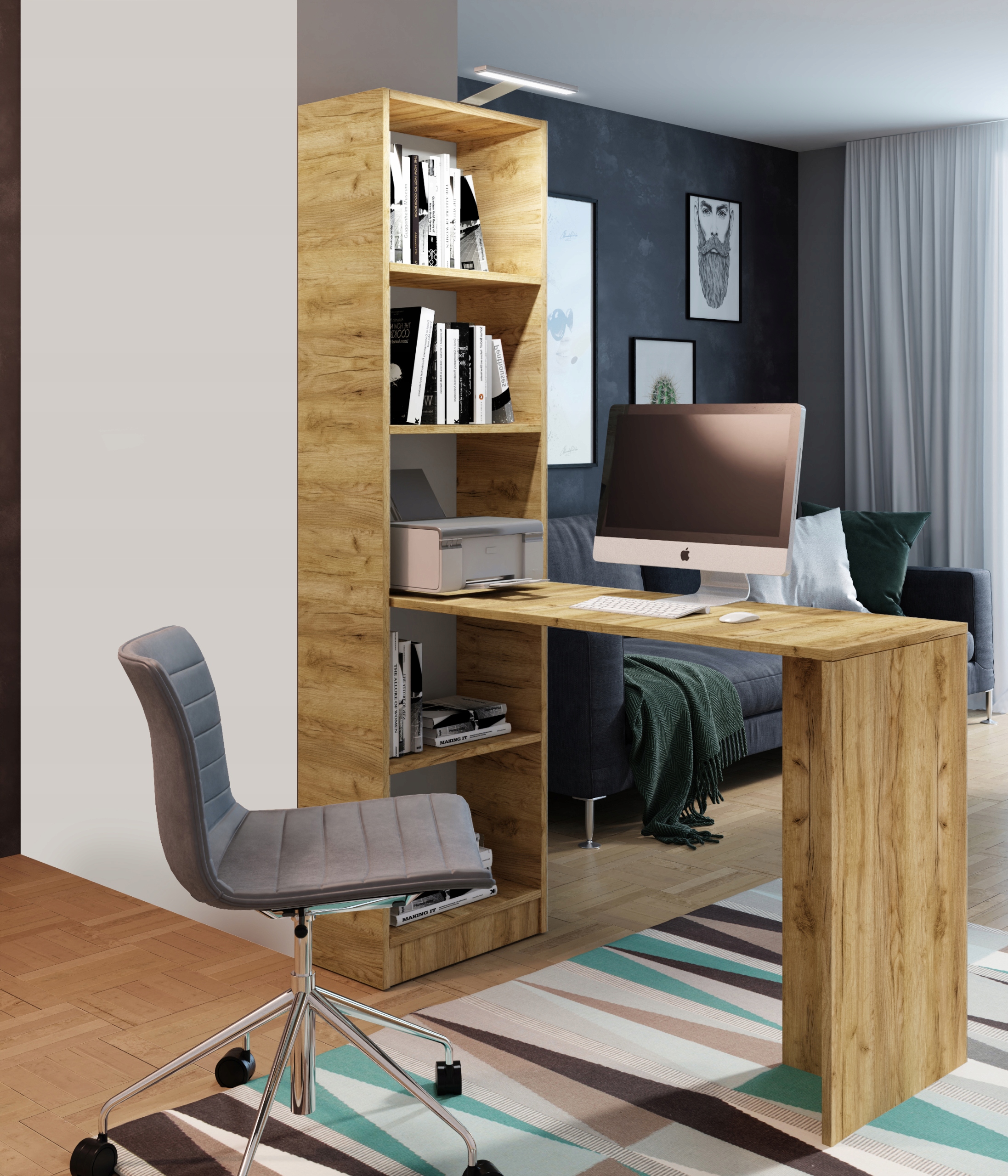 Письменный стол и книжные полки - 90 фото