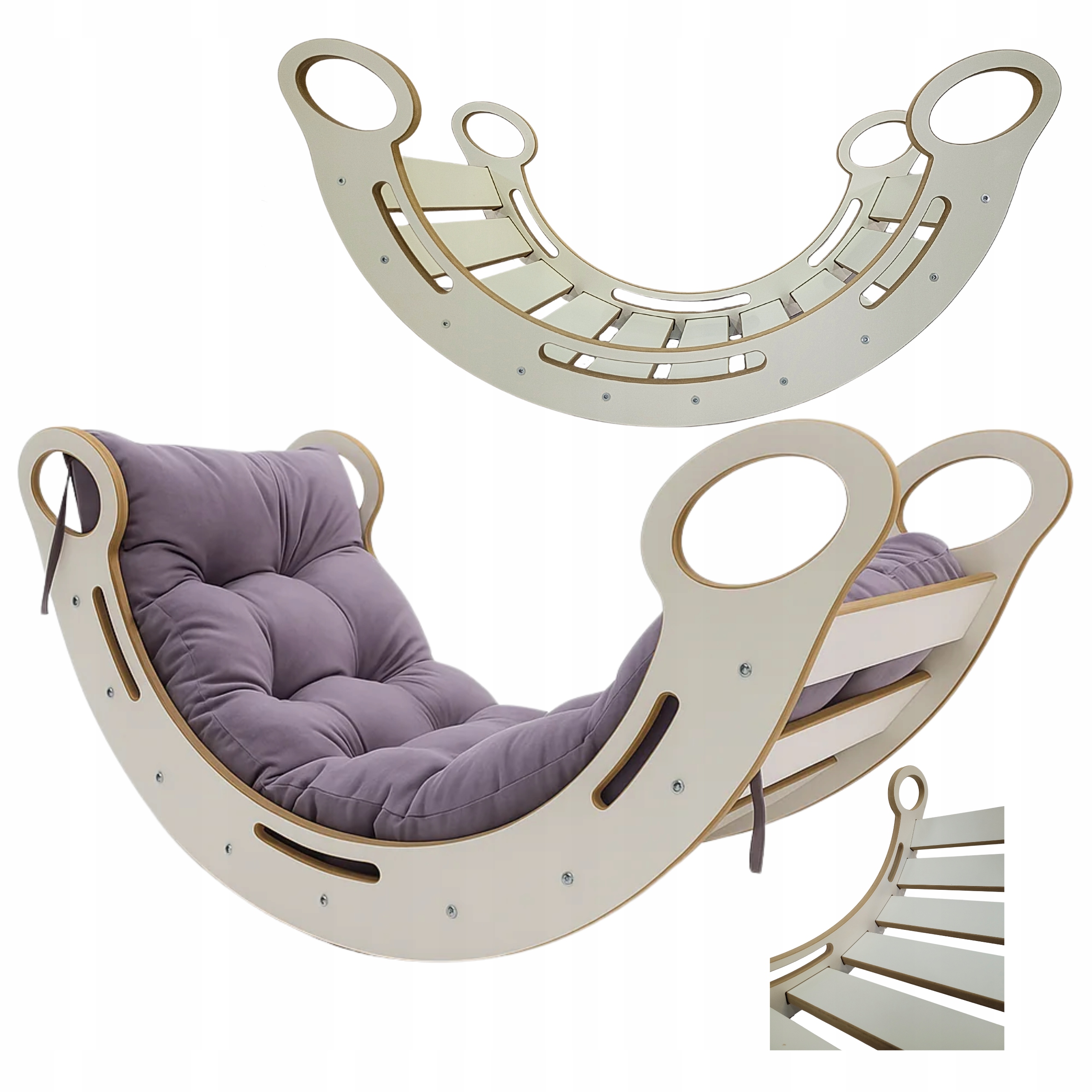 BUJAK MONTESSORI DREWNIANY z poduszka szara 85cm IDEALNY PREZENT ROCZEK ...