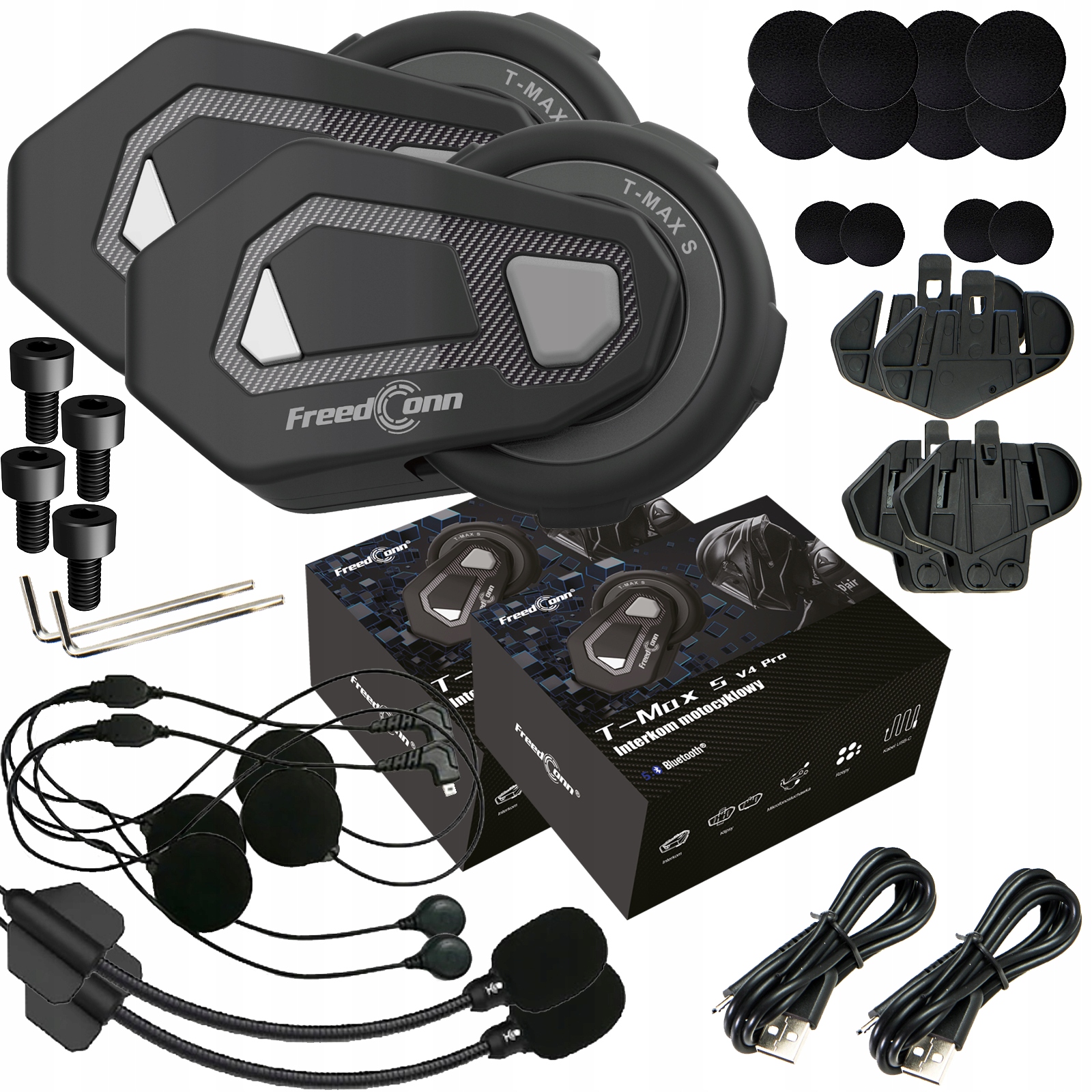 Interkom motocyklowy FreedConn T-MAX S V4 PRO 1 kask komunikaty po ...
