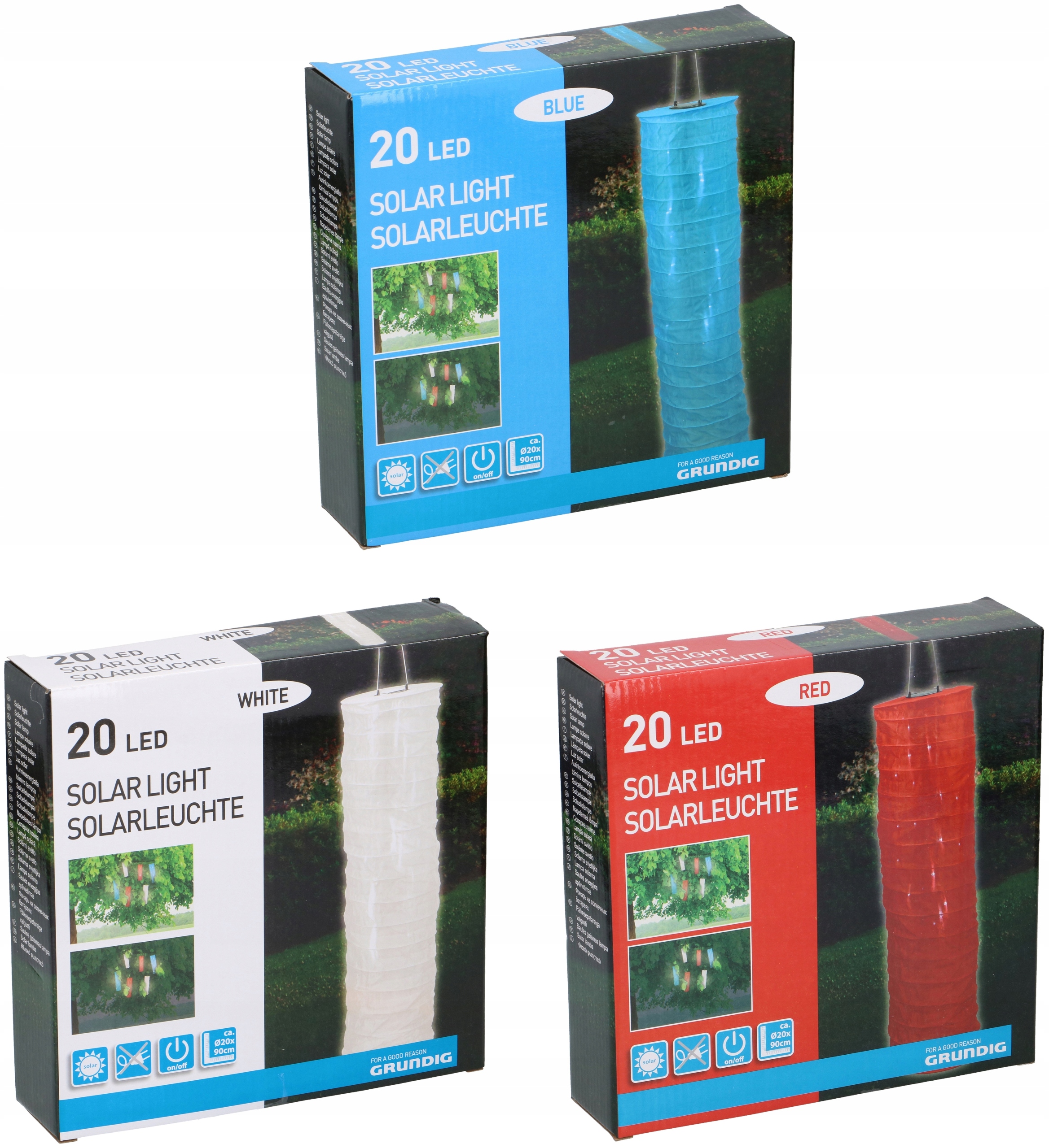 LAMPION OGRODOWY - SOLRNY- GRUNDIG - 20 LED- NIEBIESKI (8711252037868) • Cena, Opinie • Wiszące ...