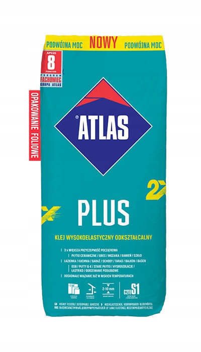 ZAPRAWA KLEJOWA DO PŁYTEK ELASTYCZNA ATLAS PLUS SZARY Z WŁÓKNAMI 25KG ...