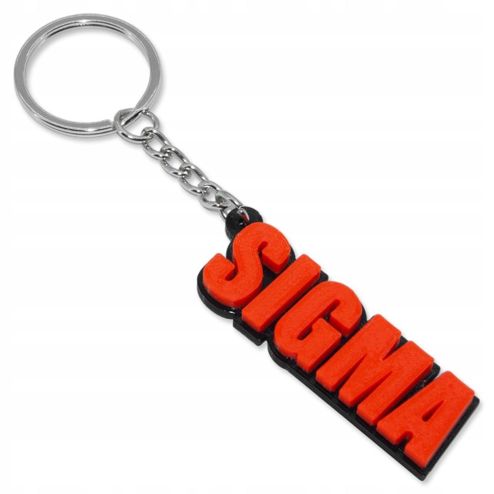 BRELOK BRELOCZEK OZDOBA DO KLUCZY NAPIS SIGMA CZARNO POMARAŃCZOWY ...