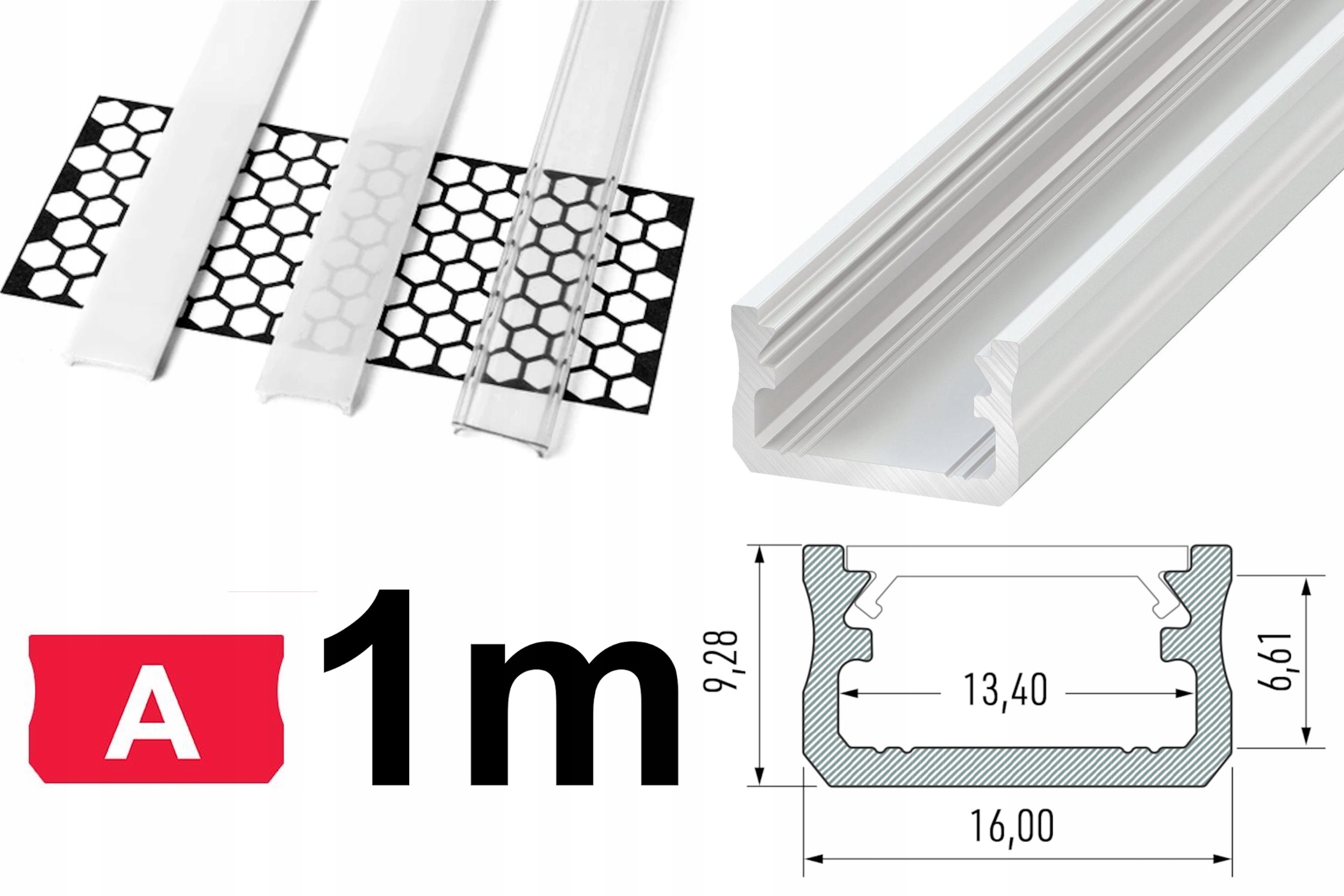 PROFIL ALUMINIOWY do LED A 1M BIAŁY z KLOSZEM • Cena, Opinie ...