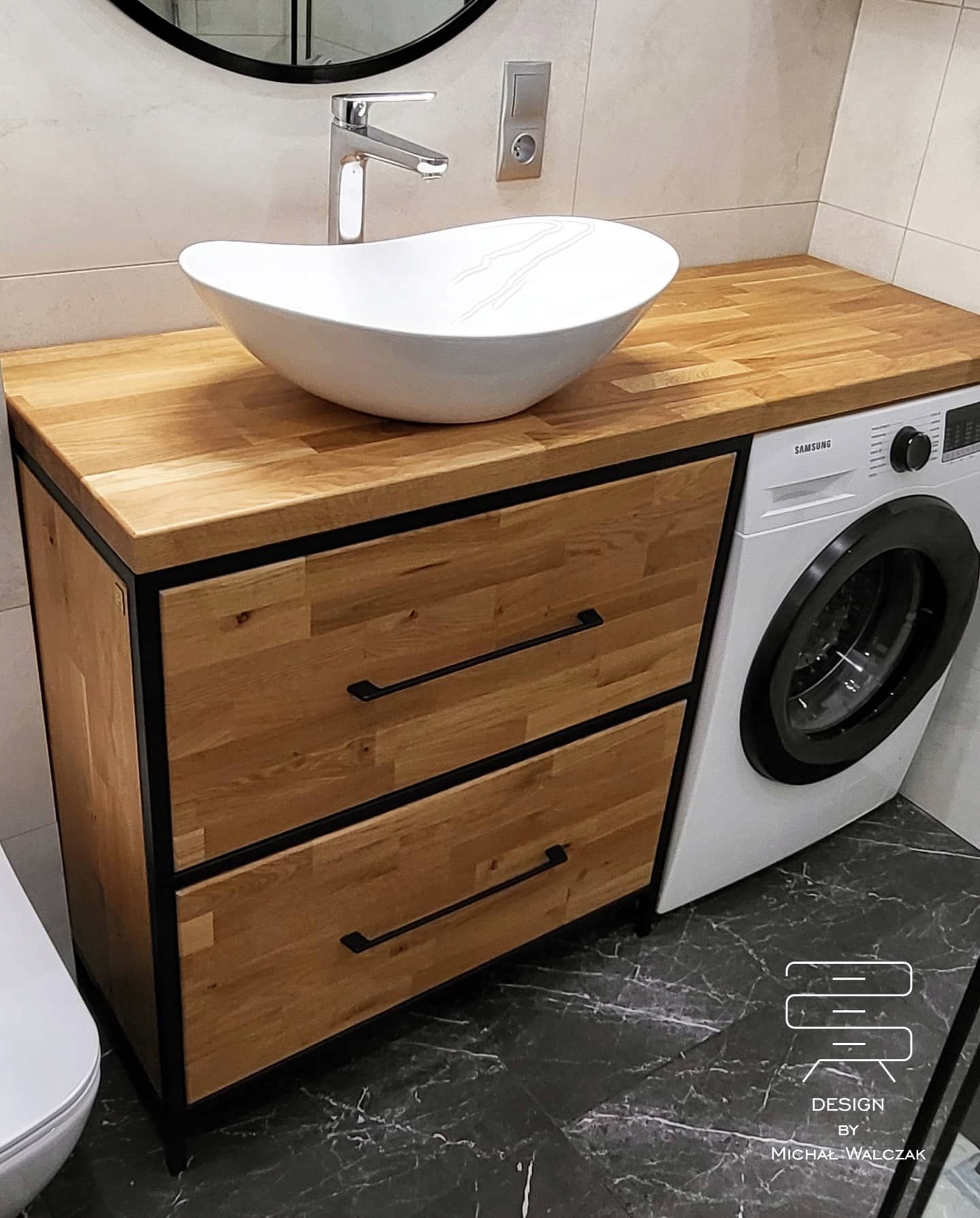 Szafka pod umywalkę łazienkowa dą loft komoda 100x55x90cm + pralka ...