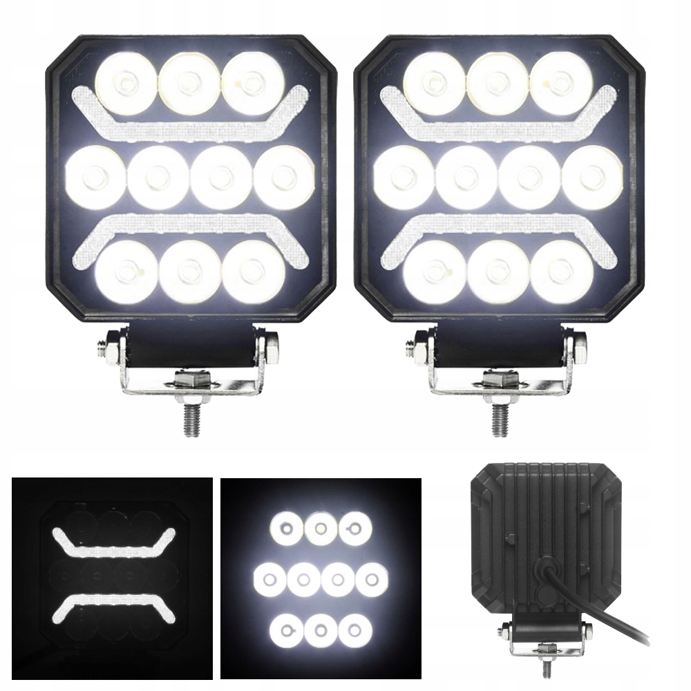 LAMPA ROBOCZA LED x10 + PASKI LED 2 funkcje 12V 24V HALOGEN LED ...
