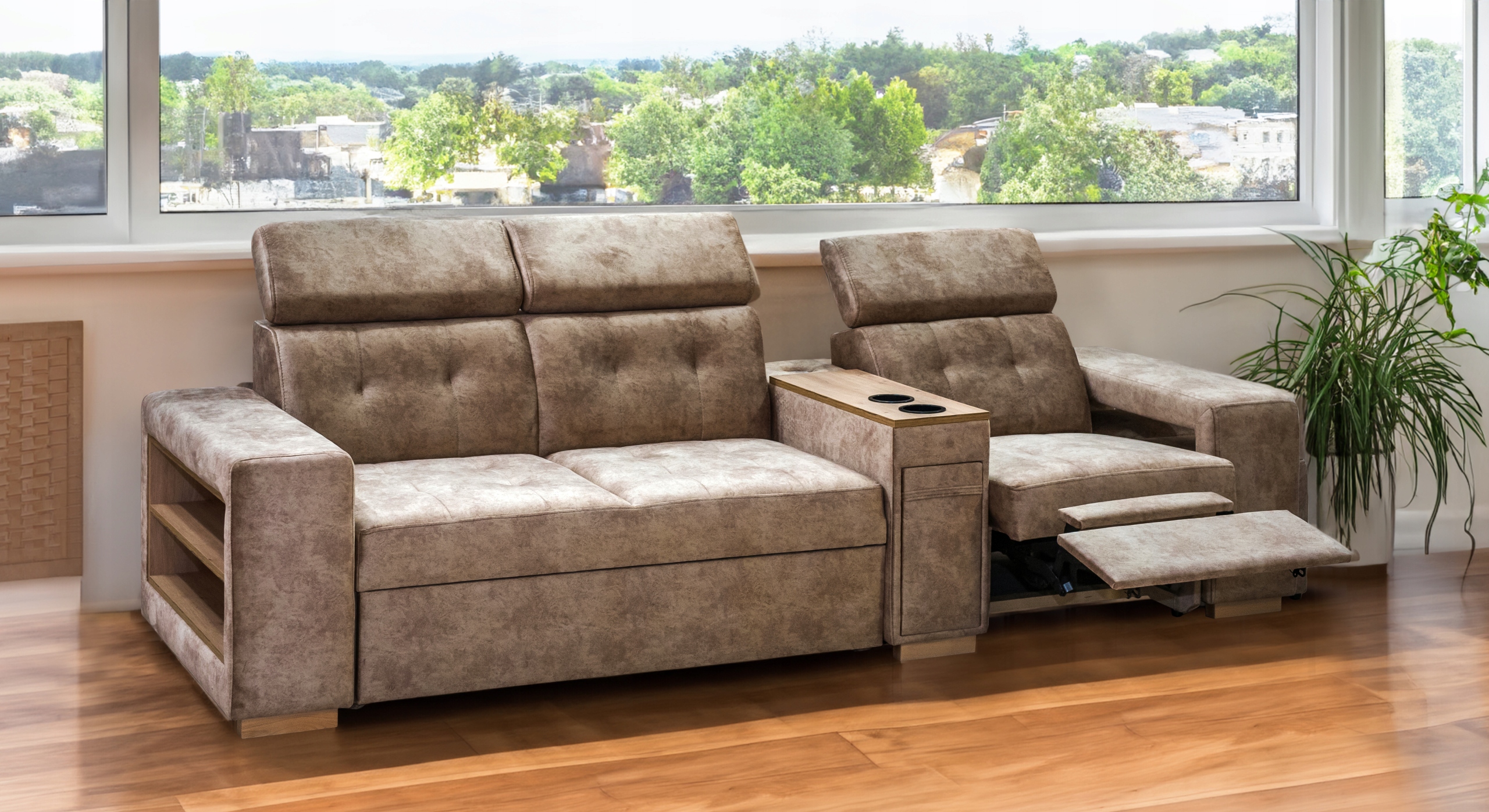 Sofa 3 do salonu z relaxem Leon + barek + półki • Cena, Opinie • Kanapy ...