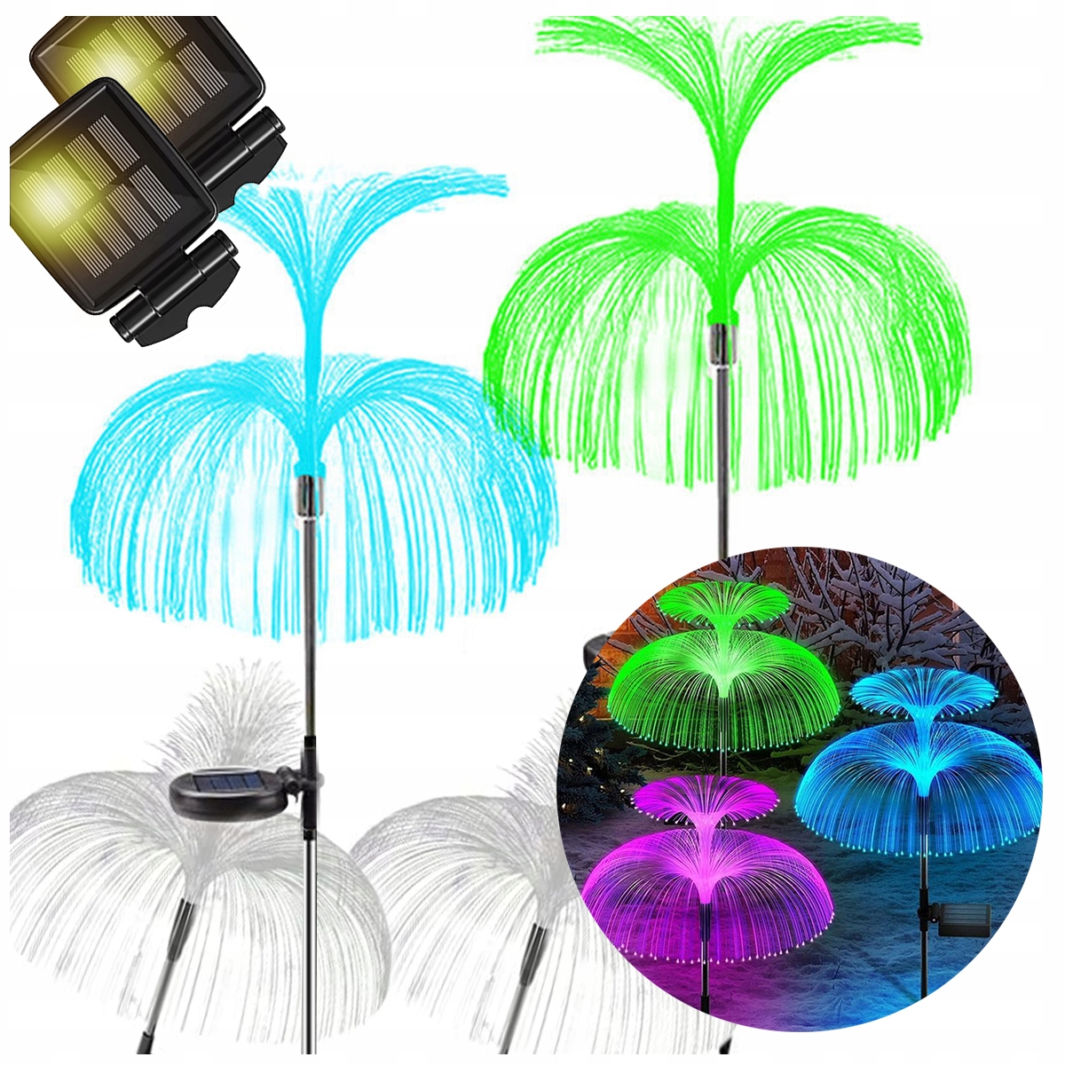 MEDUZA LAMPA SOLARNA LED 7 KOLORÓW WBIJANY DMUCHAWIEC OZDOBA OGRODOWA SOLAR (5906815308377 ...