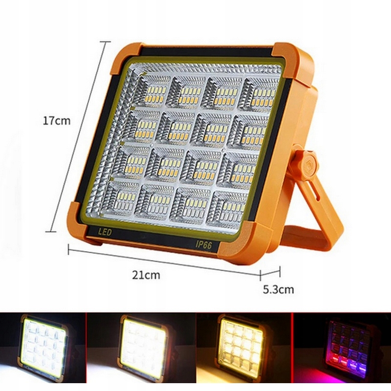 MOCNY HALOGEN PRZENOŚNY DUŻA LAMPA ROBOCZA SOLARNA 192 LED POWERBANK ...