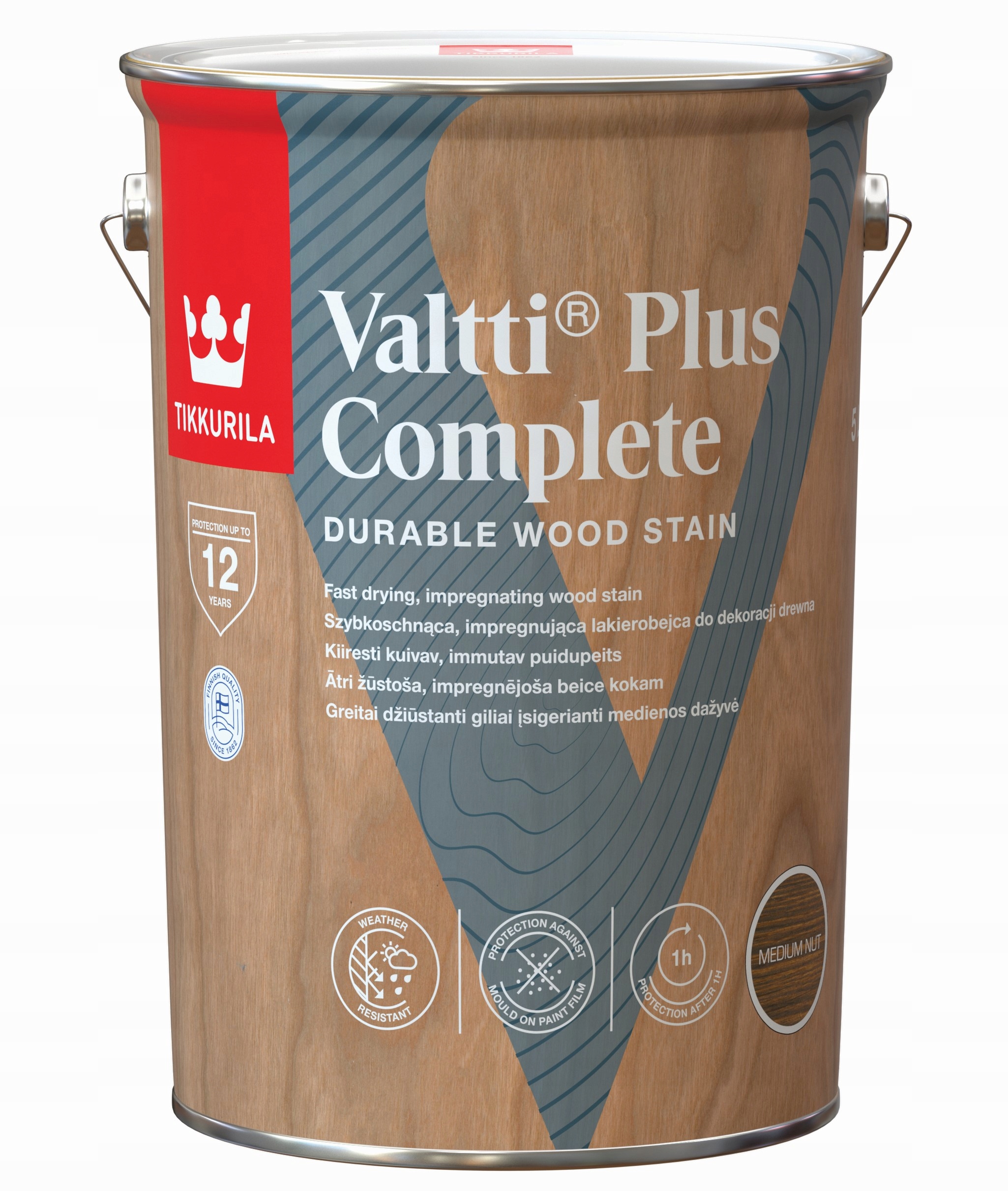 TIKKURILA VALTTI PLUS COMPLETE LAKIEROBEJCA 5L Medium Nut Orzech Średni ...