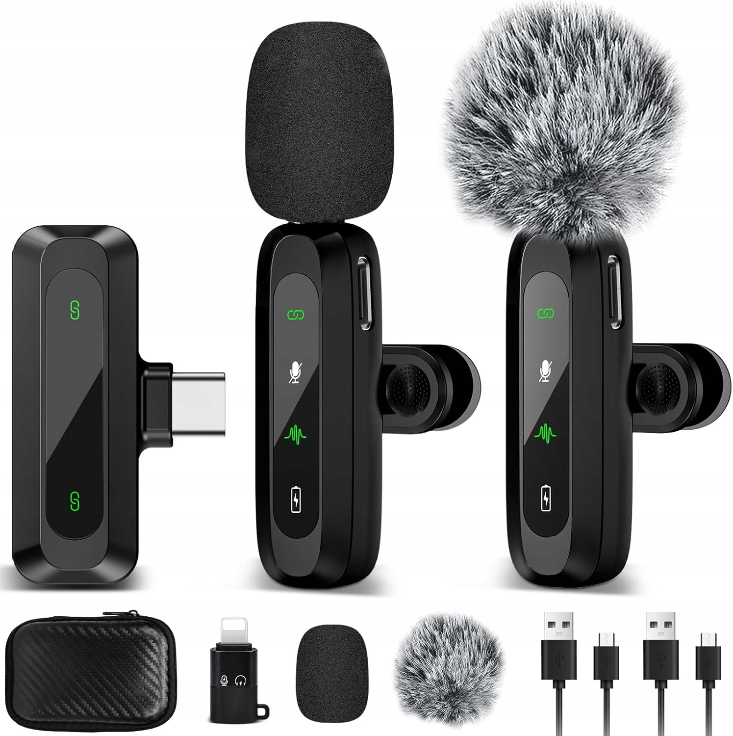 2x Mikrofon bezprzewodowy LIUWID iPhone USB-C plug-play TikTok vlog ...