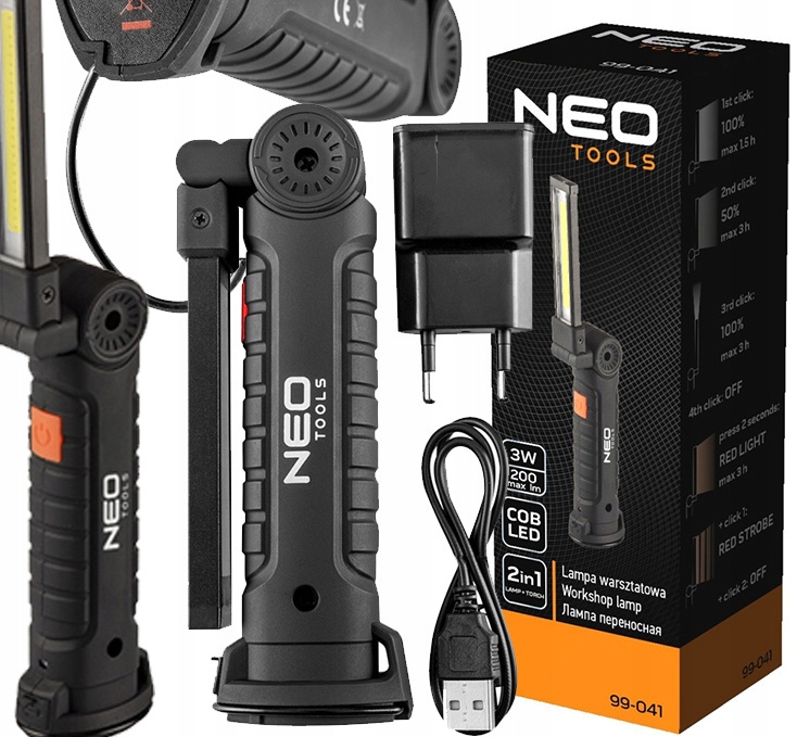 LAMPA LATARKA WARSZTATOWA AKUMULATOROWA 200 LM COB LATARKA NEO TOOLS ...