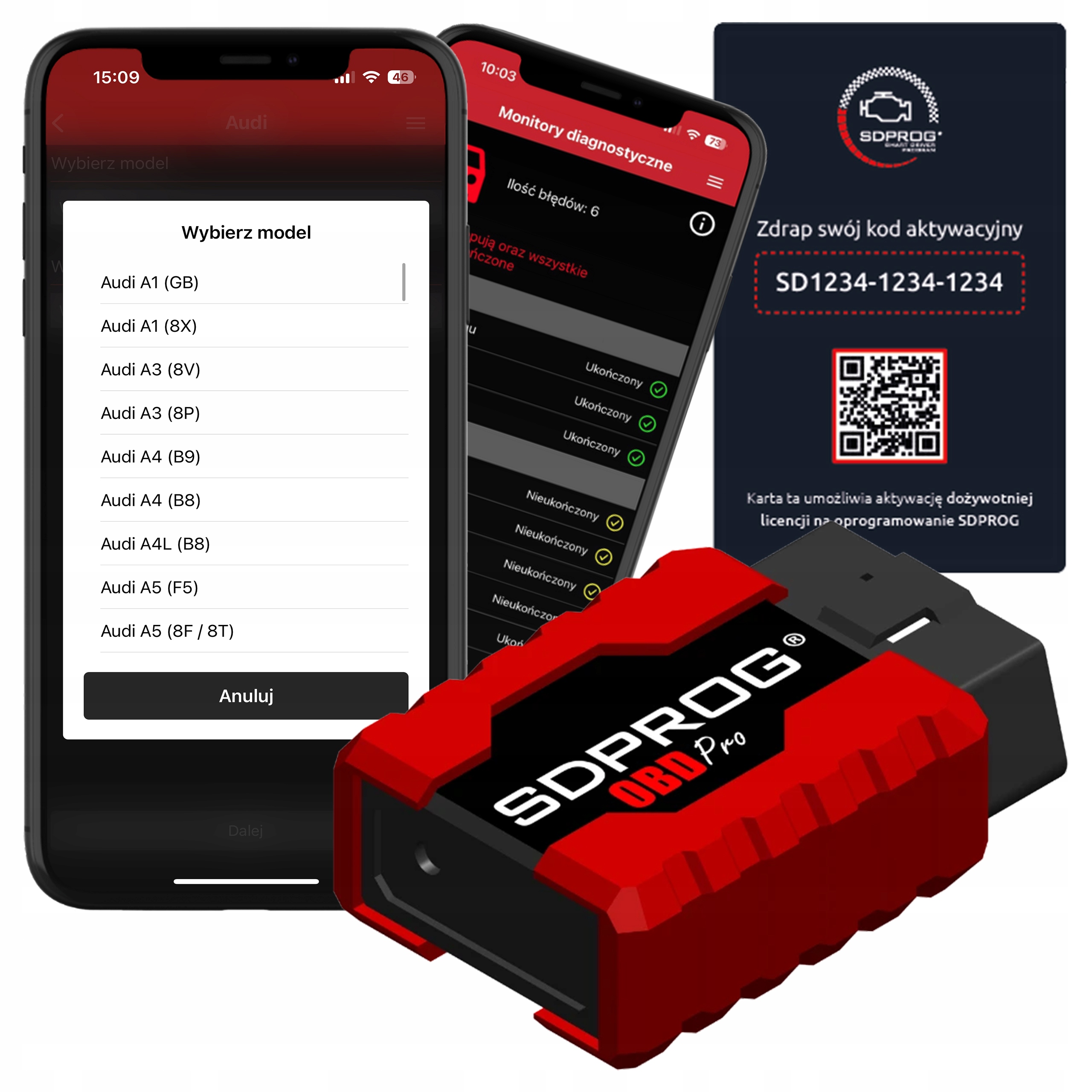 INTERFEJS DIAGNOSTYCZNY TESTER SDPROG OBD PRO + PROGRAM ANDROID iOS DO ...