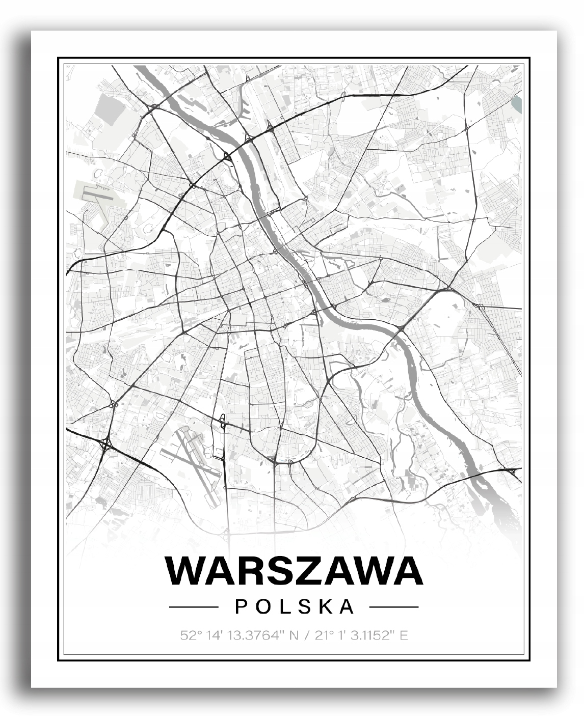 Plakat Mapa Warszawy, Warszawa, Obraz, Mapa miasta 40 x 50 cm • Cena ...