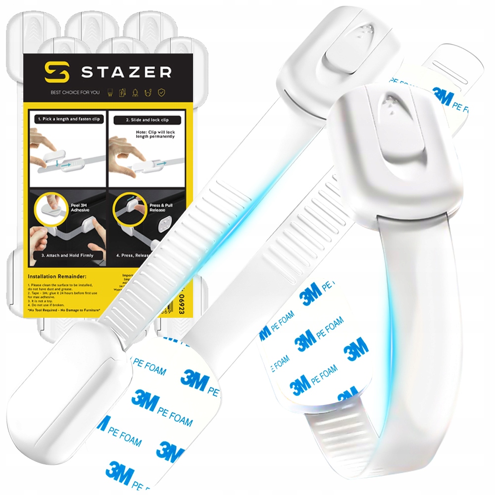 Zabezpieczenia do szafek Stazer białe 6 sztuk (5903933539669) • Cena ...