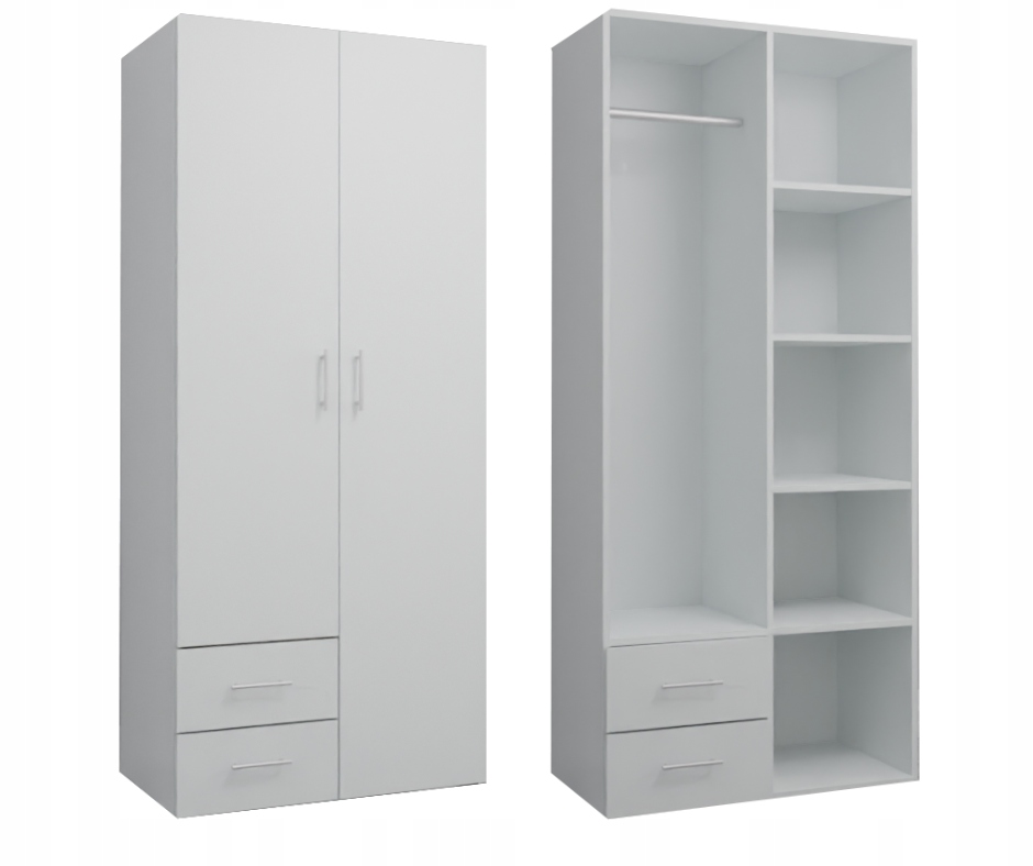 SZAFA OTWIERANA GARDEROBA III - 80 cm x 192 cm - BIAŁA - POLSKI ...