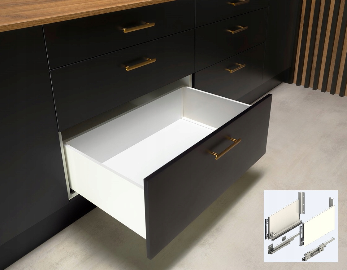 Szuflada Hafele Matrix S Slim biała L-350/199 prowadnice+boki +mocowania • Cena, Opinie ...