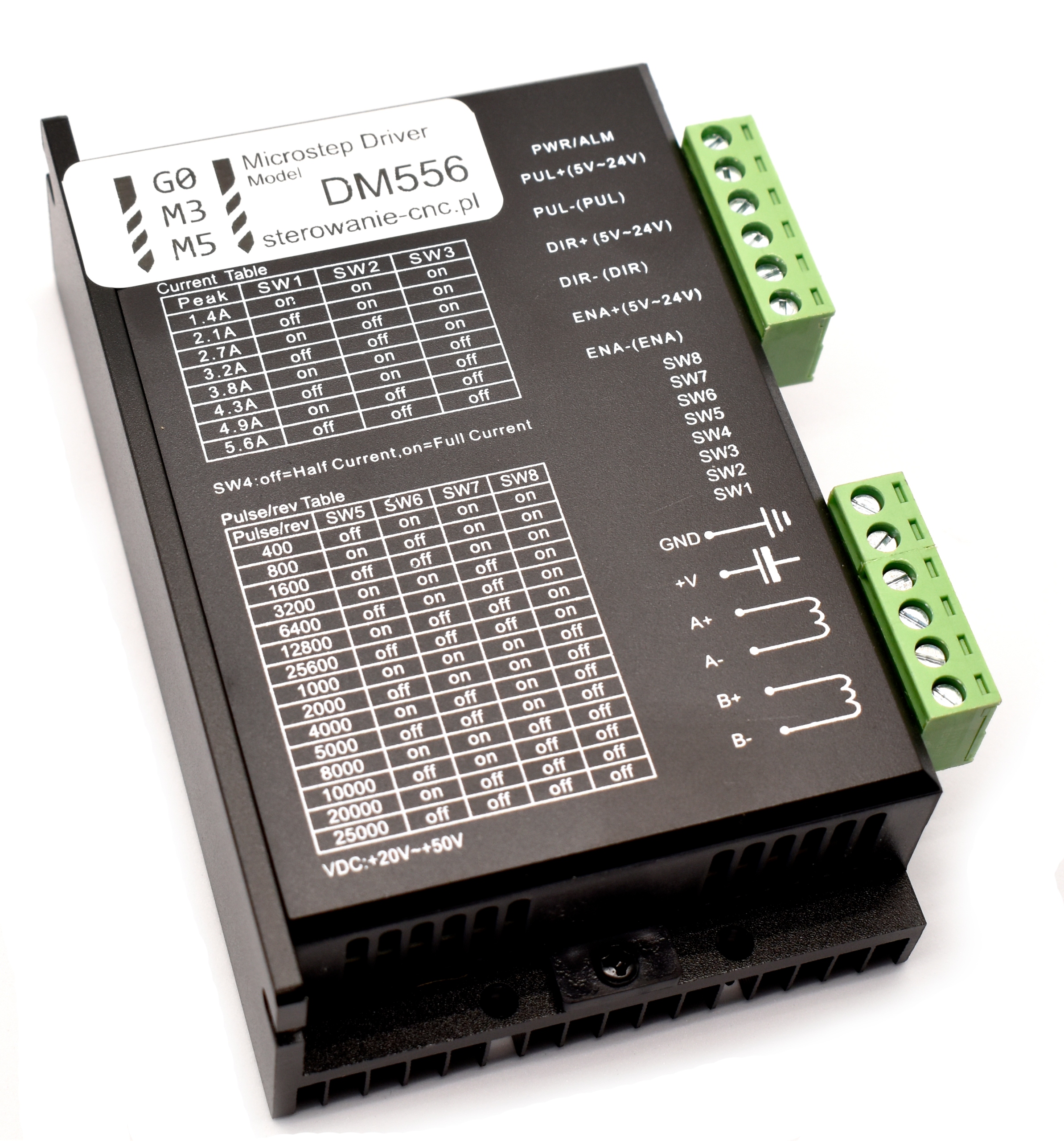 Sterownik CNC silnika krokowego 5,6A 1/128 DM556 • Cena, Opinie • Frezarki 10542295306 • Allegro