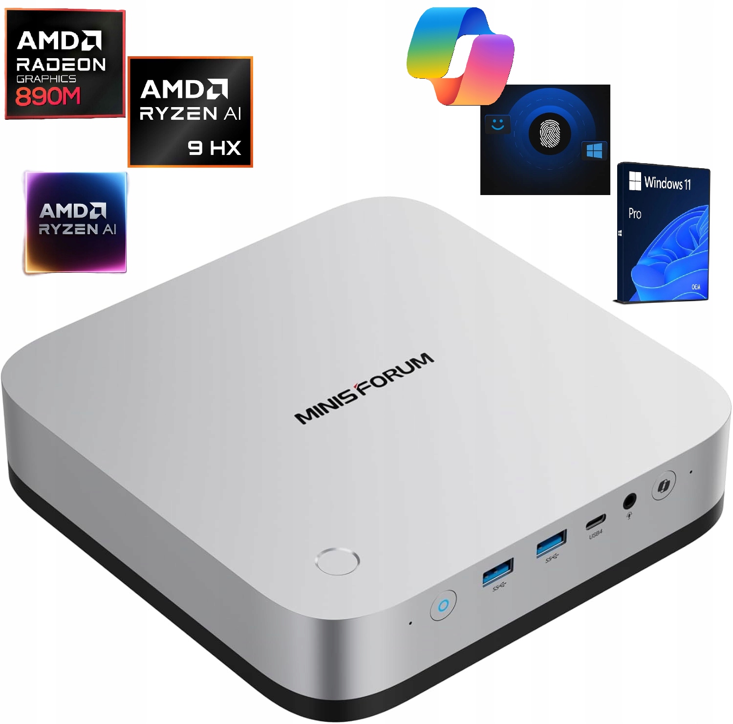 Mini komputer PC AI X1 Pro 128GB 4TB Ryzen AI 9 HX 370 890M Windows 11 ...