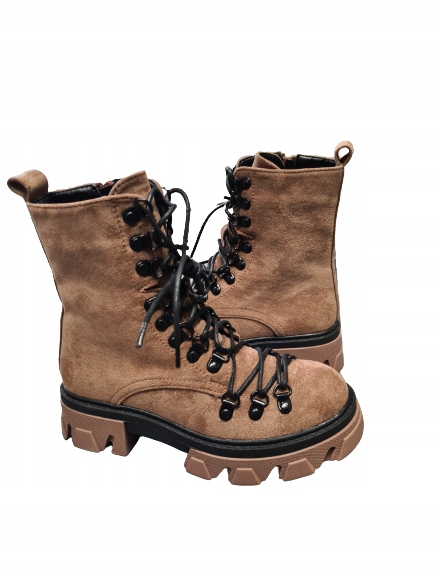 BOTKI KHAKI ZAMSZOWE TRAPERY SEASTAR R.36 • Cena, Opinie • Botki ...