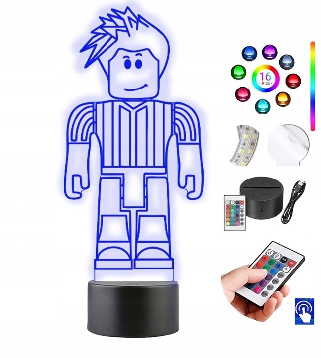 ROBLOX 3D LED LÁMPA ÜVEGEN RGB + TÁVIRÁNYÍTÓ 16 SZÍN, (5905342867760 ...