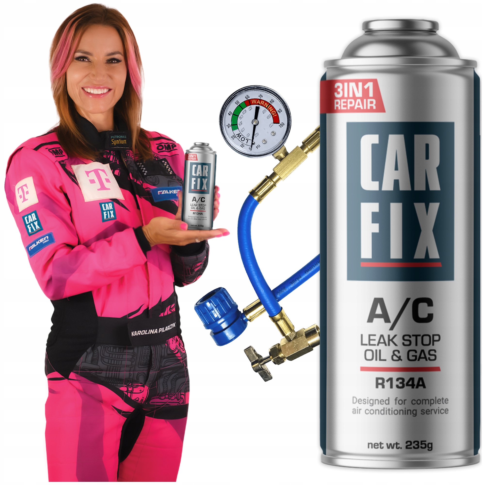 CARFIX 3w1 - GAZ DO KLIMATYZACJI R134A CZYNNIK CHŁODNICZY R134a + PRZEWÓD 5907348431143 za 93 ...